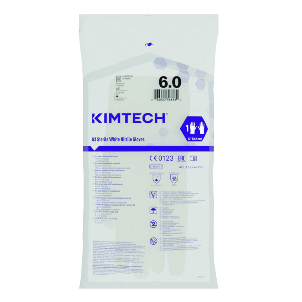 Kimberly-Clark KIMTECH G3 Sterile White Nitrile Gloves 30 cm, Hand ...