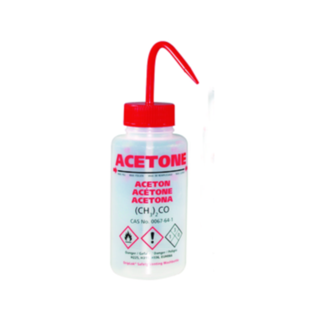 LLG Safety Vented Wash Bottle 500 mL, Acetone, with Pressure Control ...