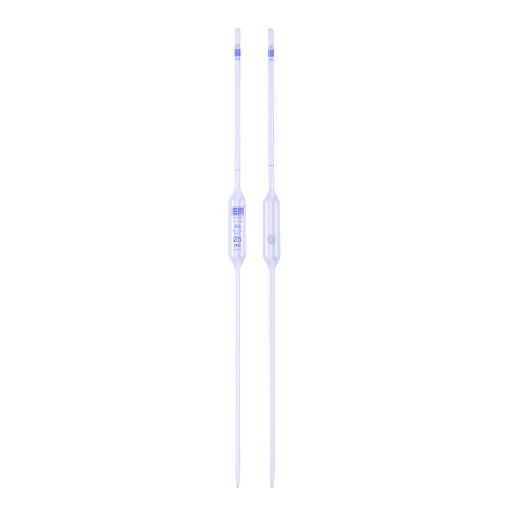 Volumetric pipette 25 ml, class AS AR-clear soda glass, blue graduated ...