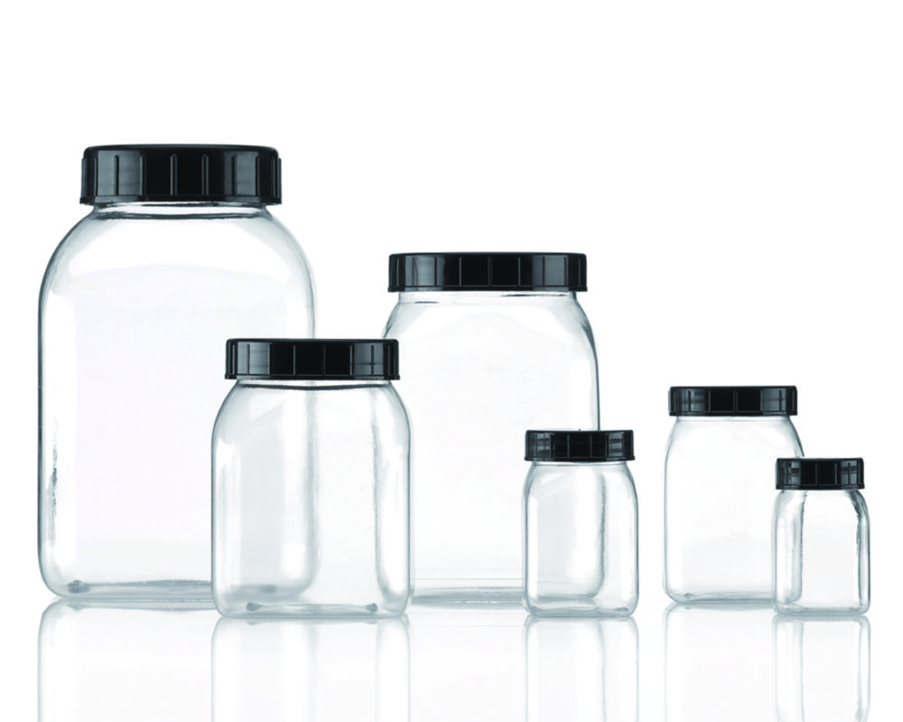 Kautex Textron Wide Mouth Containers, Clear, 200 mL, Square Shape ...