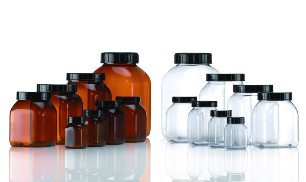 Square wide neck containers,hard PVC,amber cap. 750 ml | LabFriend ...