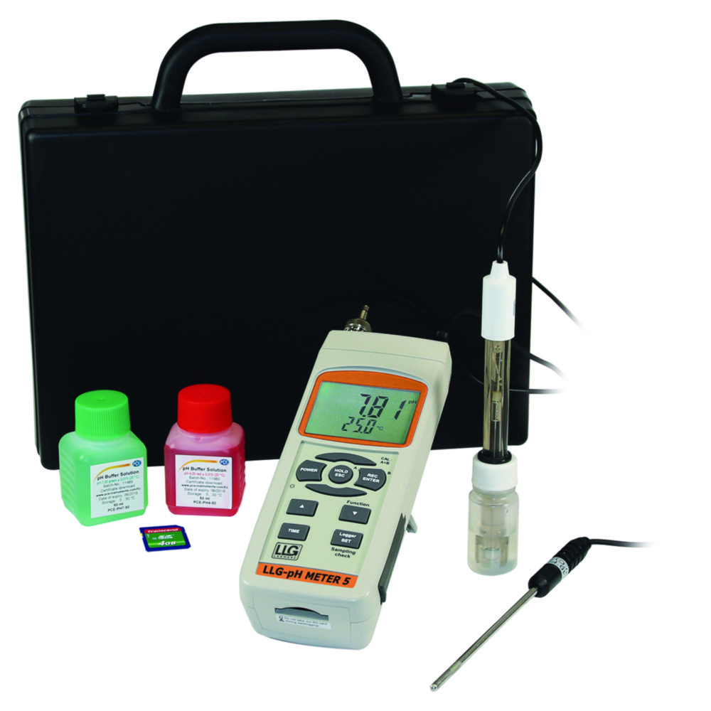 LLG pH Meter 5 Set with Electrode, Temp Sensor, SD Card, and Case ...