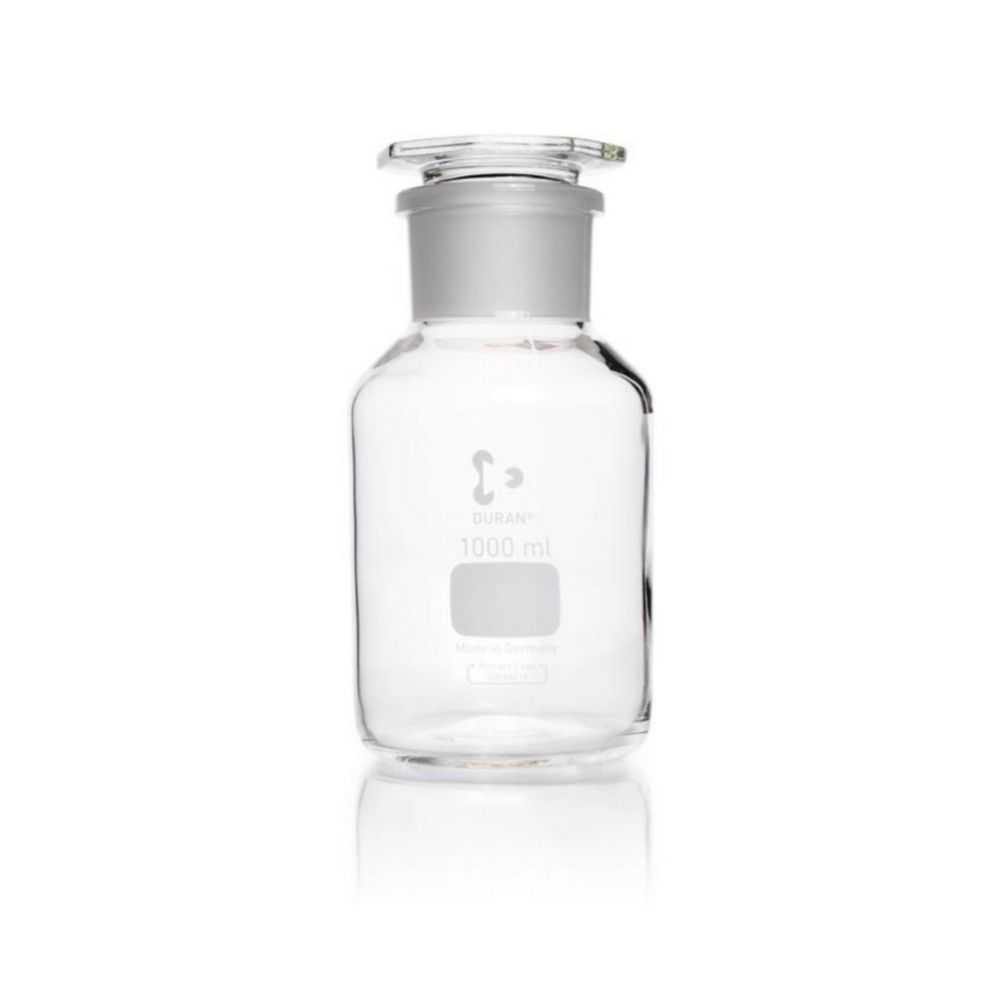 DWK Duran Wide Neck Reagent Bottle, Clear Glass with NS Glass Stopper ...