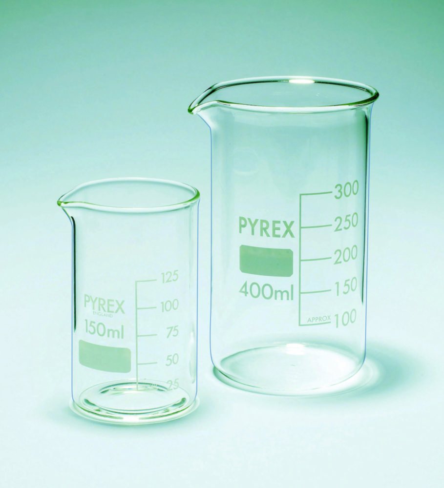 DWK Pyrex 400 mL Beaker, TF Borosilicate Glass, Graduated, Pack of 10 ...