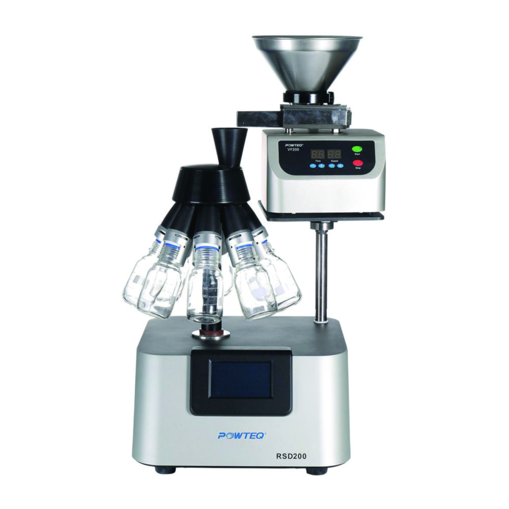Powteq Rotary Sample Divider RSD200 Incl. Host Vibratory Feeder VF200 and 10 Sample Bottles 250 ...
