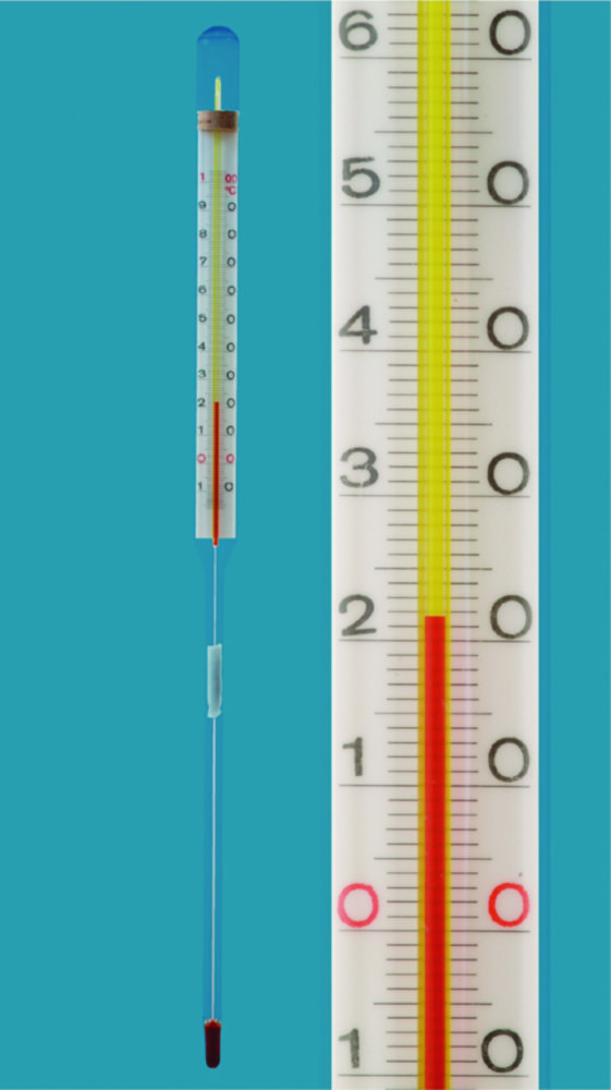 Industrial thermometer 0...+200:2°C, cap. prism. yellow backed, red ...