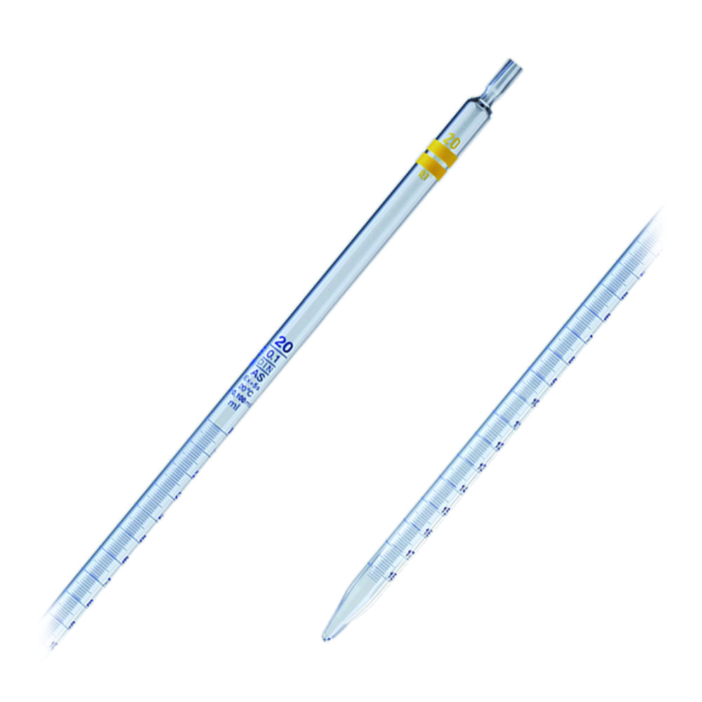 LLG Measuring Pipettes 20 mL Soda Lime Glass Class AS, Blue Grad, 450 ...