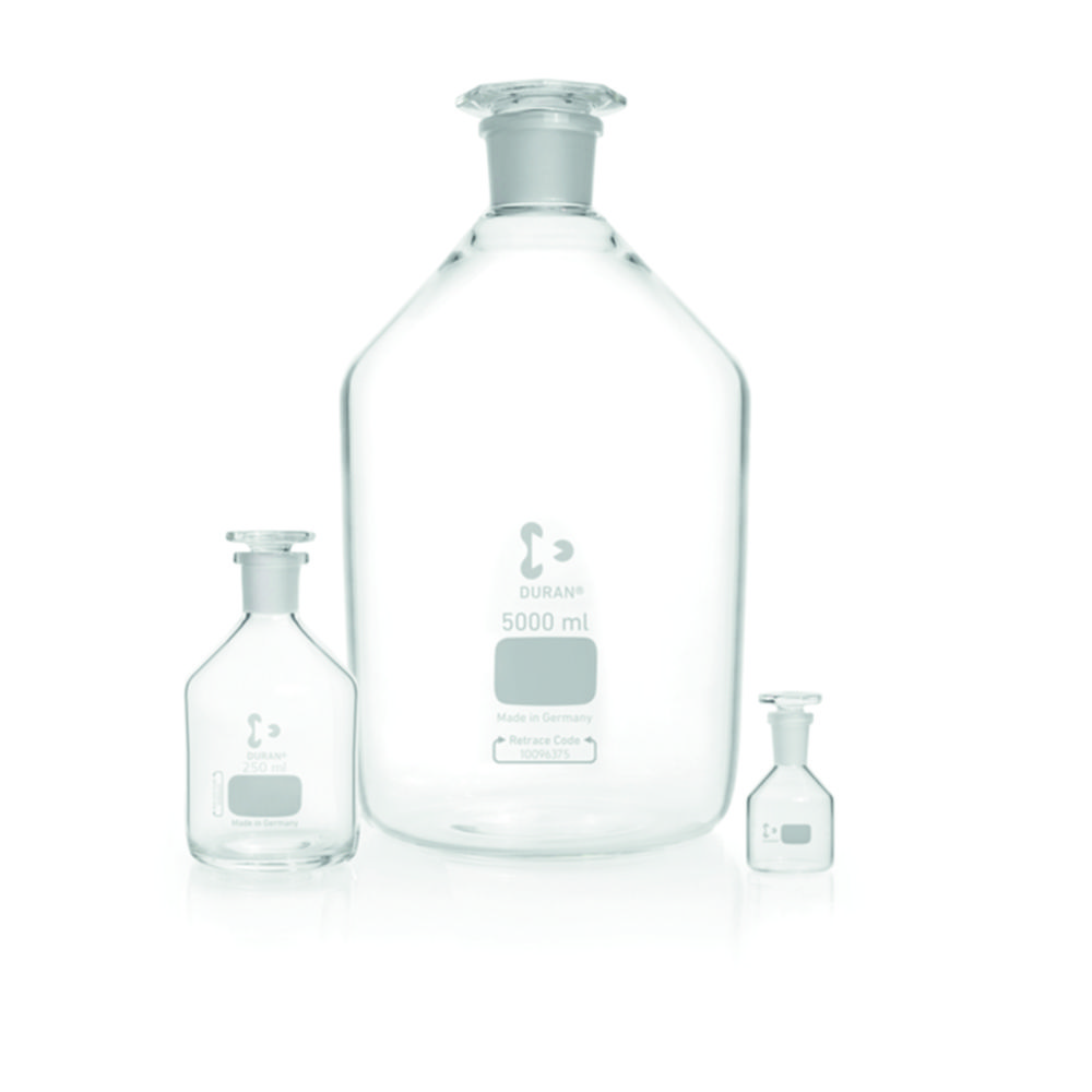 DWK Duran Narrow Neck Reagent Bottle 2000 ml, Clear Glass with NS Glass ...