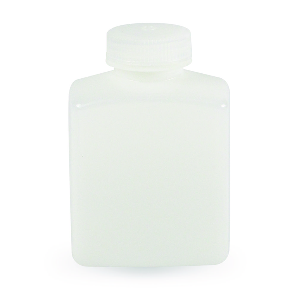 LLG Wide Mouth Bottle, 500 mL, Rectangular, HDPE with Screw Cap, Pack ...