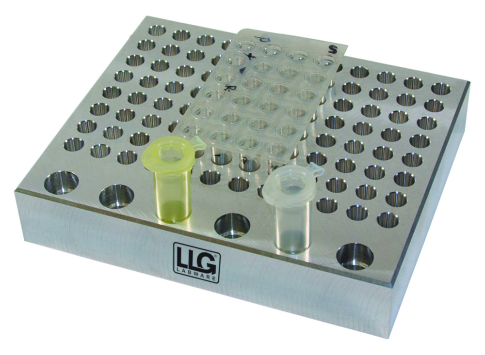 LLG Labware Aluminum Temperature Block for 96 x 0.2 mL PCR Tubes and 6 ...