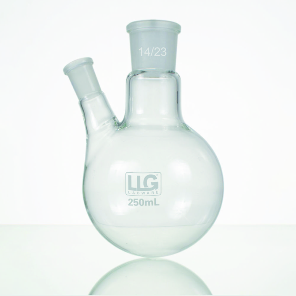 LLG Two Neck Round Flask, 250 mL, CN NS 14/23, SN NS 14/23, Angled 20 ...