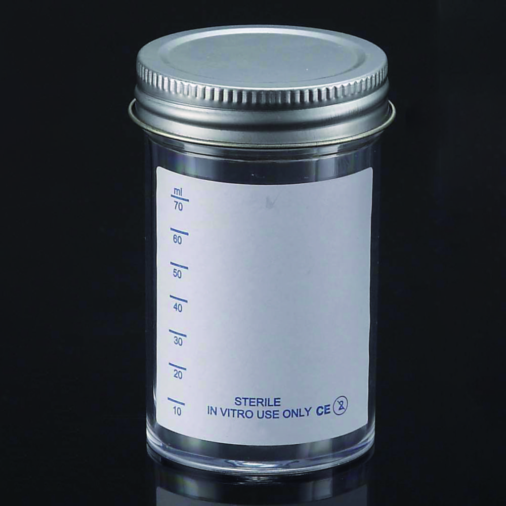 LLG Sample Container 100 mL, PS with Metal Flowed Seal Inert Liner Cap ...