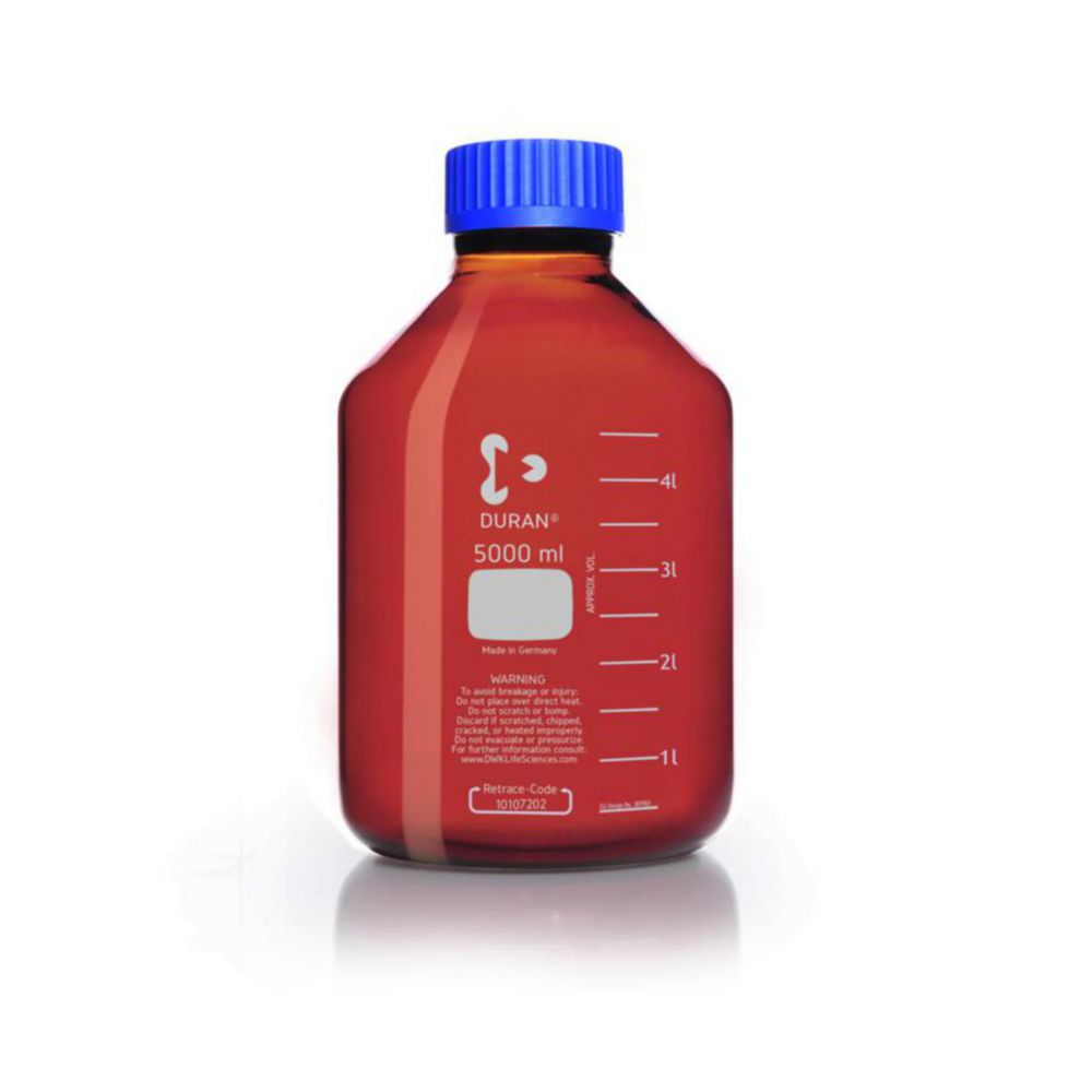 DWK Duran Thread Bottle 5000 ml, Wide Neck Amber, with GLS 80 Thread ...