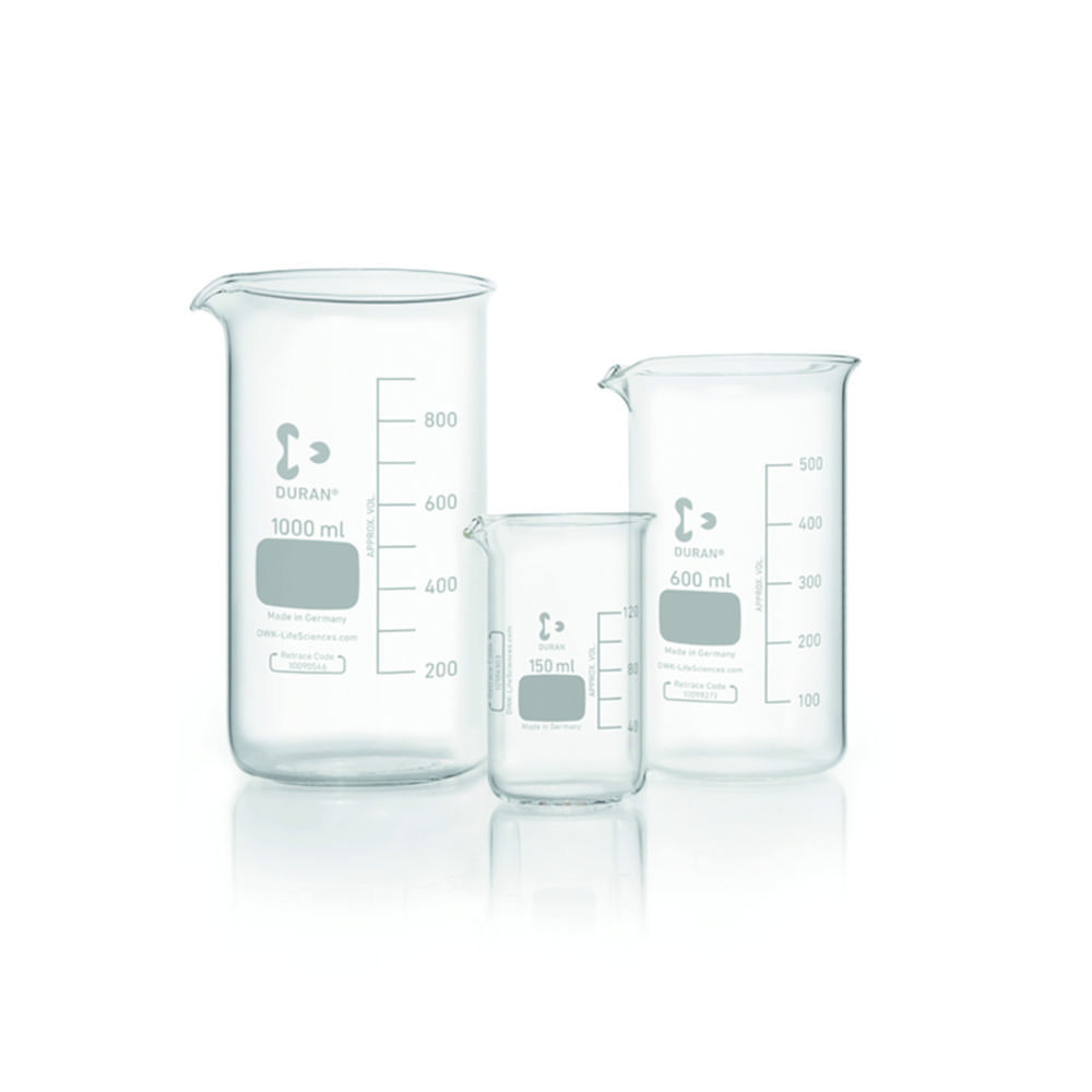 DWK Duran Tall Form Beaker 800 mL with Graduation and Spout, Pack of 10 ...
