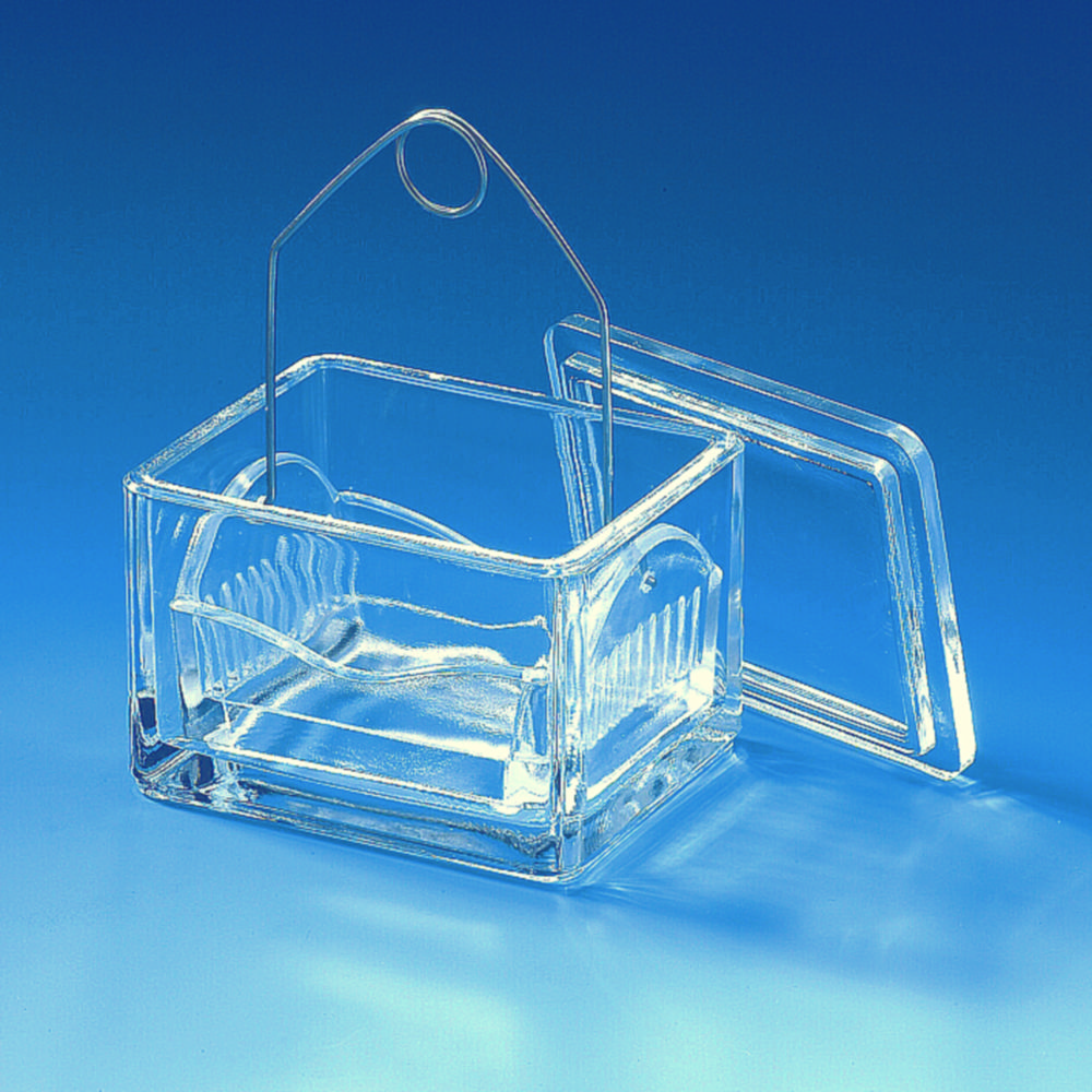 Staining trough 105 x 85 x 70 mm Soda-lime glass, with lid pack of 10 ...