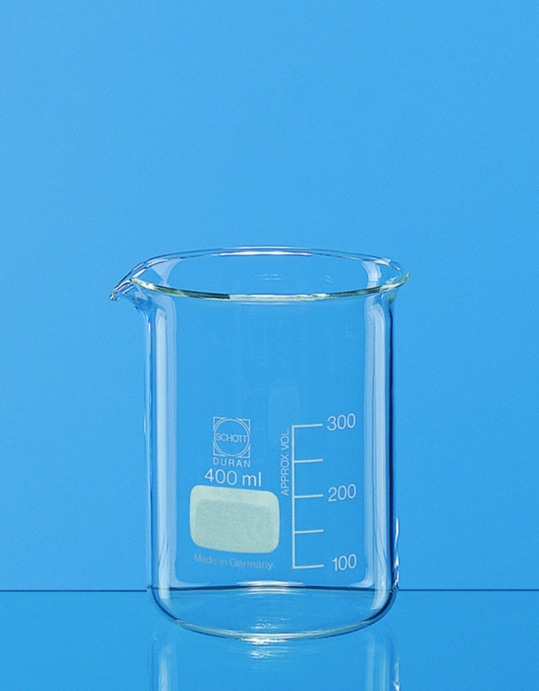 Beaker, low form, Boro 3.3 400 ml, with graduation and spout, pack of 10 | LabFriend Australia
