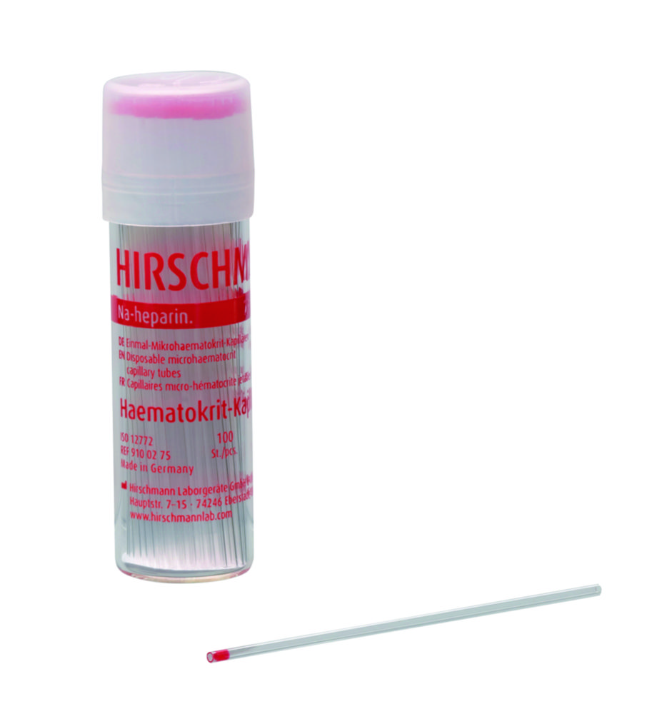 Hirschmann Haematocrit Capillaries 75 µL - Single-Use, Na-Heparinized ...
