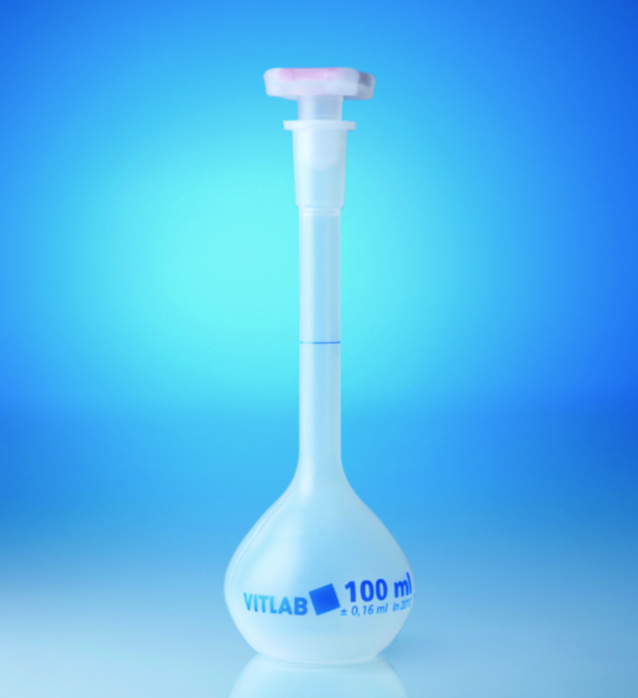 Volumetric flask 250 ml, PP NS 19/26, with PP stopper height 235 mm ...