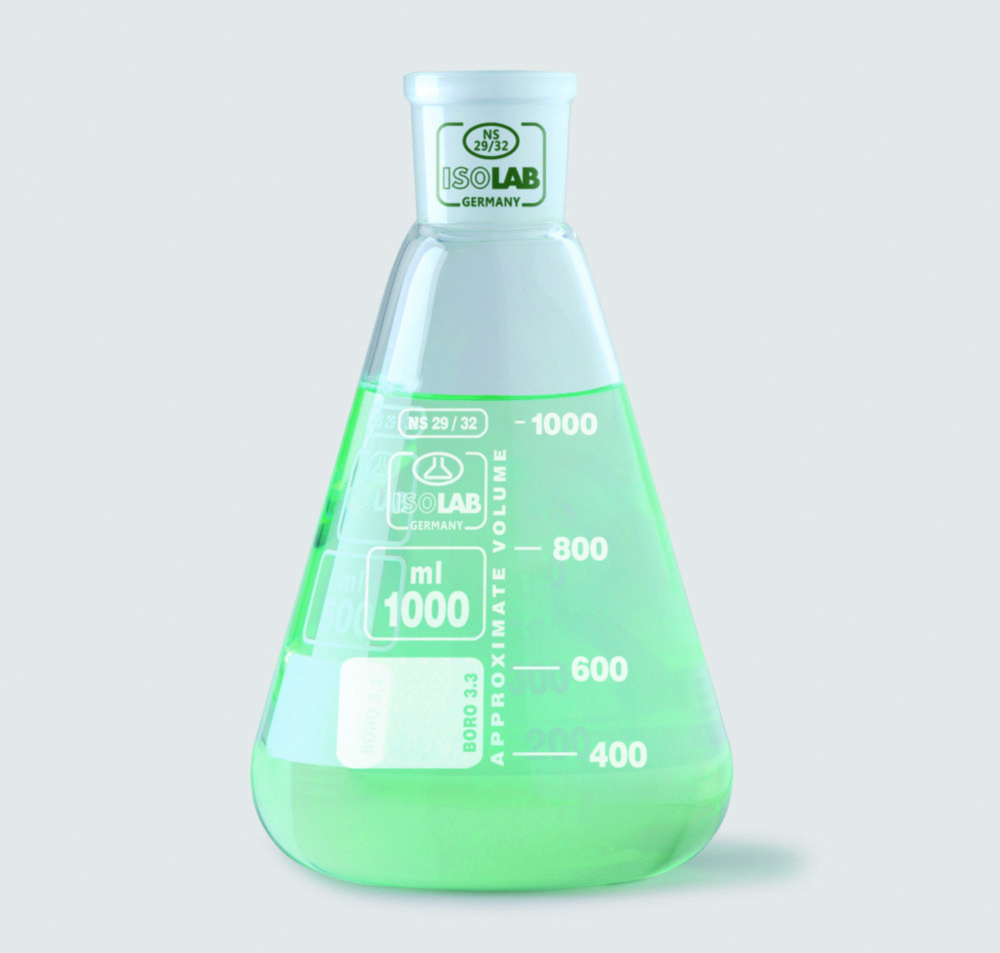 ISOLAB Erlenmeyer Flask 300 mL, NS 29/32, Boro 3.3, White Graduated ...