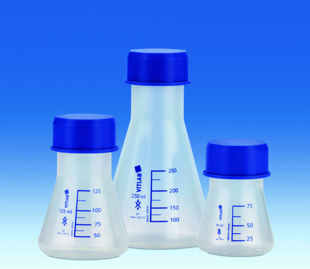 VITLAB Erlenmeyer Flask 250 mL, PP, GL 45 with Screw Cap – Durable Laboratory Flask for Mixing ...