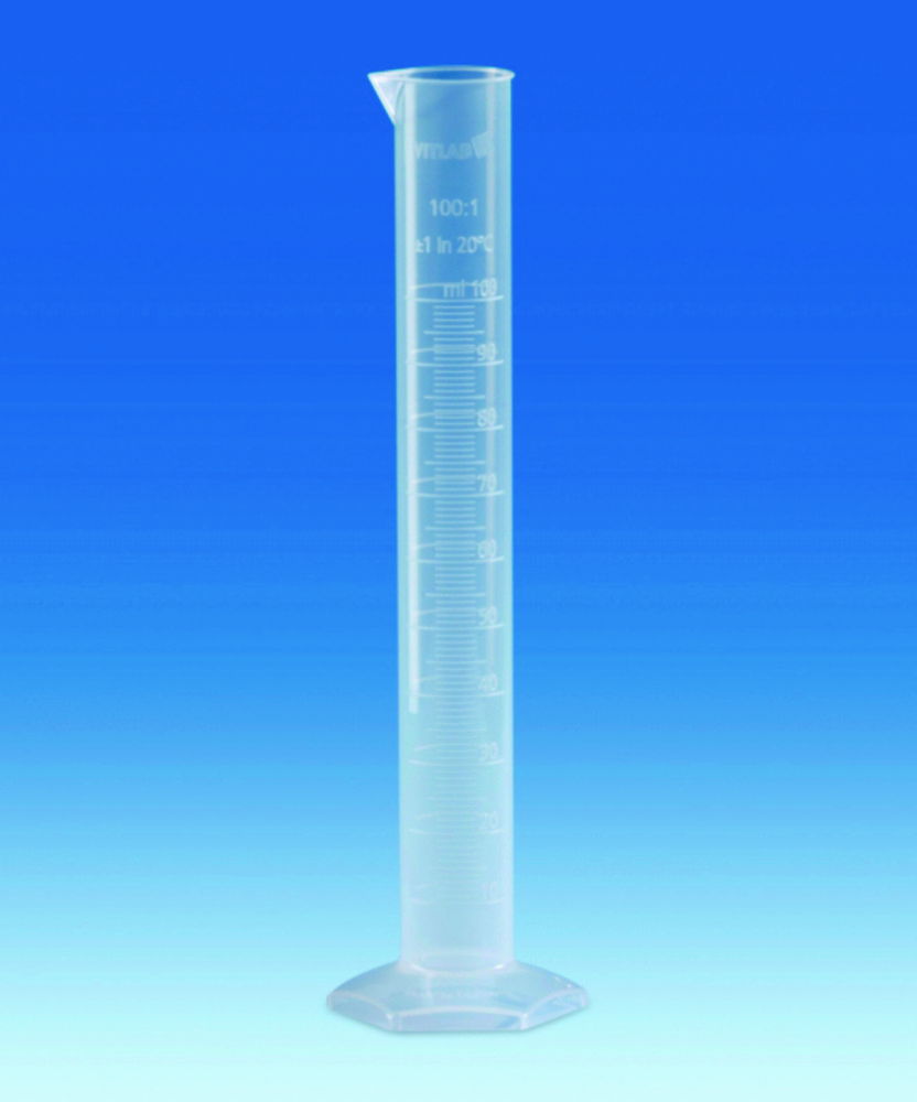 VITLAB Measuring Cylinder 1000 ml, PP, Tall Form, Class B, Moulded Graduation | LabFriend India
