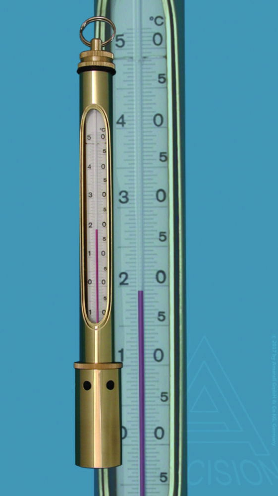 Well-powered thermometer -5 ... + 35: 0.2 ° C Frostedglassscale, kap ...