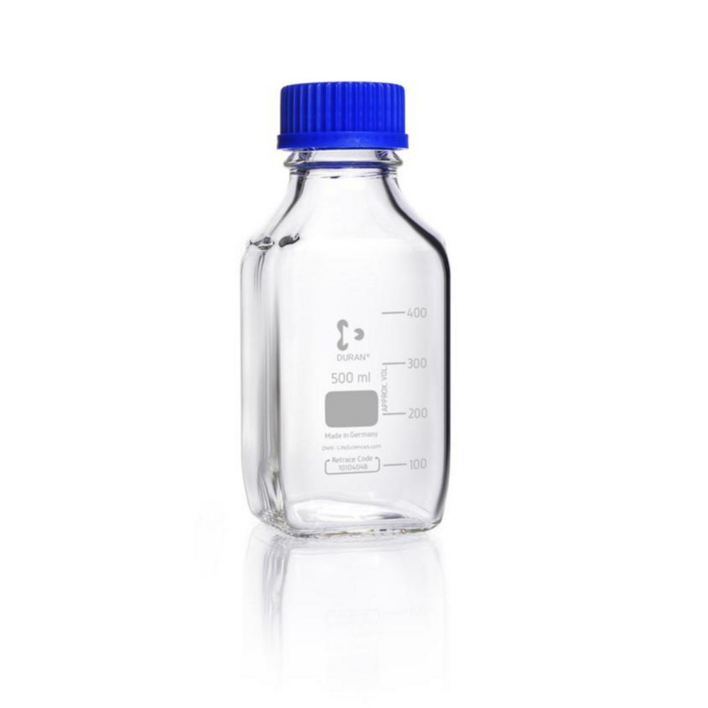 DWK Duran Square Shape Bottle, 500ml, with Screw Cap and Pouring Ring ...