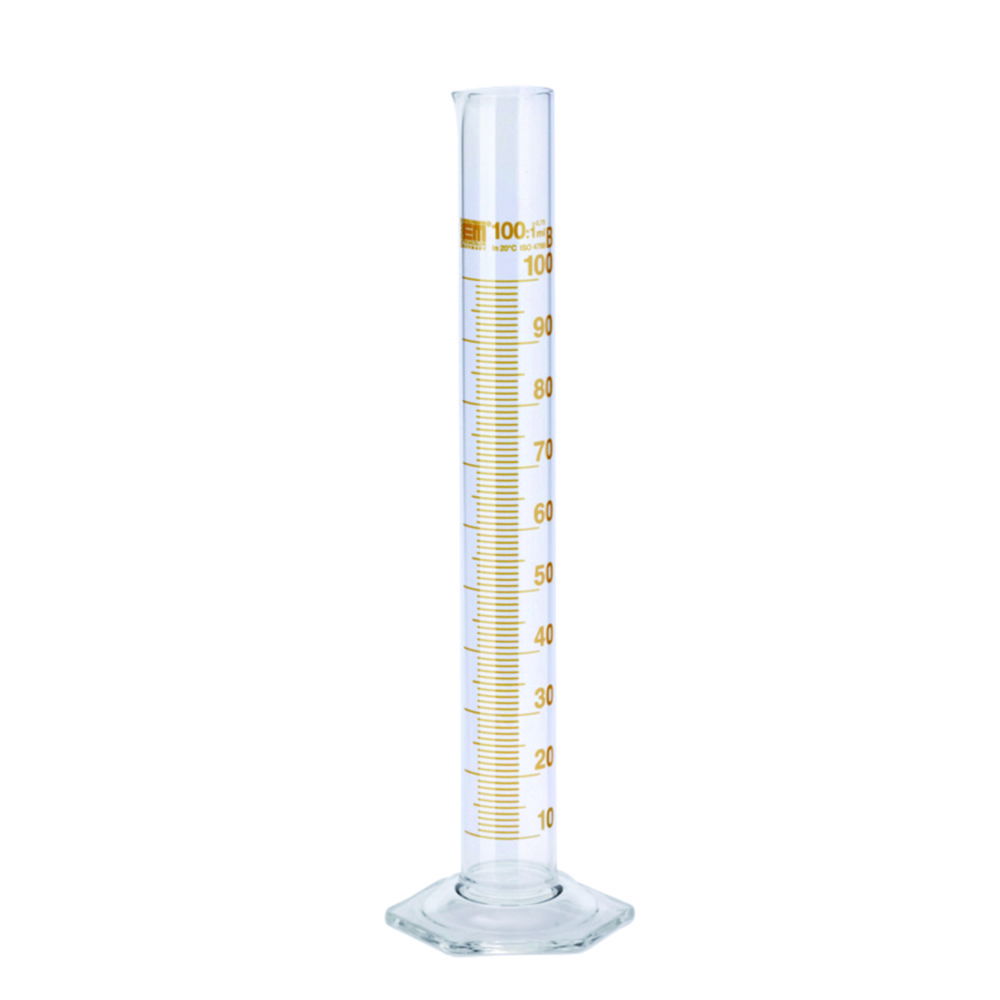 Hirschmann Laborgeräte 10 mL Measuring Cylinder - Class B, Borosilicate Glass, Amber Graduated ...