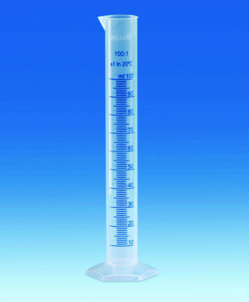 VITLAB Measuring Cylinder, Tall Form, PP, Class B, Cap. 25 ml, Blue Graduation | LabFriend New ...