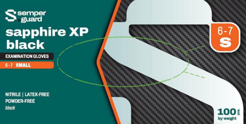 Disposable Gloves size S Semperguard® sapphire XP black, nitrile ...