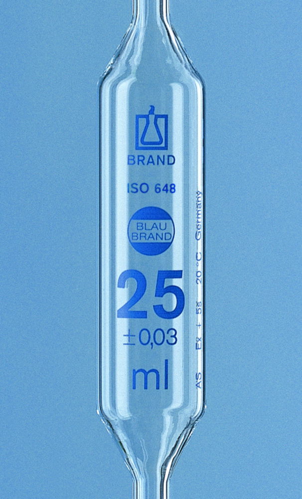 BRAND Volumetric Pipet 9 mL with 1 Mark, BlauBRAND CL-AS-AR Glass, KB ...